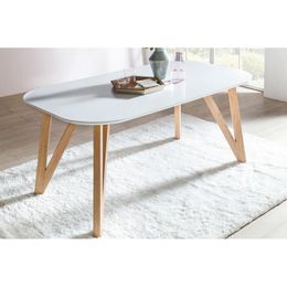 Salesfever Esstisch &raquo;Solna - Stilvoller Tisch f&uuml;r Ihr Zuhause&laquo; Massive Eichen-Haarnadelbeine: Nat&uuml;rliches Design-Statement wei&szlig; B/H/T: 140cm x 76cm x 