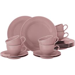 Seltmann Weiden Kaffeeservice &raquo;Geschirr-Set, 18 Teile, Beat&laquo; Tassen, Untertassen, Teller, Made in Germany, 18 Teile, f&uuml;r 6 Personen rosa Porzellan 18 Stk.