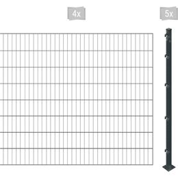 Arvotec Einstabmattenzaun &raquo;ESSENTIAL 160 zum Einbetonieren&laquo; Zaunh&ouml;he 160 cm, Zaunl&auml;nge 2 - 60 m grau Kunststoff, Stahl H/L: 160cm x 8m, Pfosten: 5 Stk.