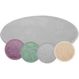 ANDIAMO Teppich &raquo;Arezzo&laquo; rund 16 mm H&ouml;he Uni Farben, weicher Flor, waschbar, ideal im Wohnzimmer & Schlafzimmer grau Polyester &Oslash; 67cm 1 Stk., 16mm, &Oslash; 67cm