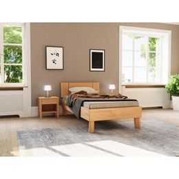 Home Affaire Massivholzbett &raquo;Chavot II&laquo; wahlweise in Kernbuche oder Wildeiche erh&auml;ltlich beige Liegefl&auml;che L&auml;nge B: 200cm x 100cm, H&ouml;he Bett: 77cm 