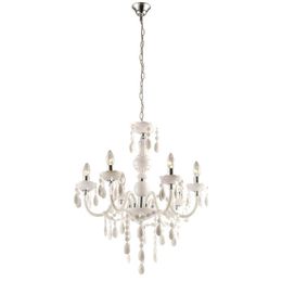 Globo LIGHTING Kronleuchter &raquo;CUIMBRA I&laquo; E14 1 Stk. H&auml;ngeleuchte, H&auml;ngelampe, Kristalle, Wohnzimmer, Esstisch wei&szlig; 1 Stk.