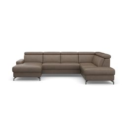 Sit & More sit&more Wohnlandschaft &raquo;Scarlett U-Form&laquo; inklusive Kopfteilverstellung, optional Schlaffunktion & Bettkasten grau B/H/T: 333cm x 226cm, Luxus-