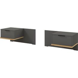 Musterring Nachtschrank &raquo;Isabelle&laquo; Wird als Paar geliefert, Set bestehend aus 2 Konsolen, Unterboden in Eiche, B90 x H43 x T47 cm grau Holzwerkstoff Graphit-