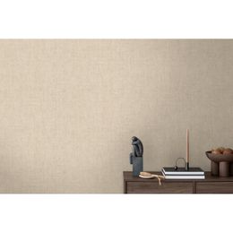 A.S. Cr&eacute;ation Vliestapete &raquo;Strukturtapete Leinenoptik in Farbvariationen&laquo; uni strukturiert beige Vlies B/L: 0,53m x 10,05m, Rollen: 1