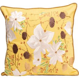 KARE Dekokissen &raquo;Arbusti, Kissenh&uuml;lle mit F&uuml;llung, 50x50 cm&laquo; st&uuml;tzt Kopf und Nacken angenehm und sorgt f&uuml;r erholsamen Schlaf gelb Leinen, Polyester B/L: 