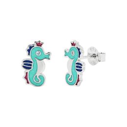 Prinzessin Lillifee Damen Paar Ohrstecker &raquo;Seepferdchen-Motiv&laquo; mit Zirkonia (synth.) - Emaille bunt Silber 925 (Sterlingsilber)
