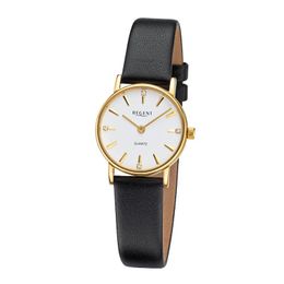 Regent Uhren Regent Damen Quarzuhr Armbanduhr, Damenuhr, Lederarmband, analog, Glassteine Einheitsgr&ouml;&szlig;e