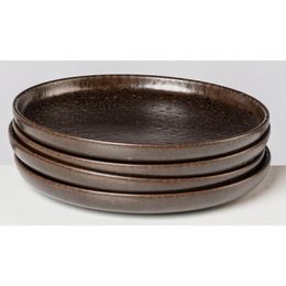 gipfelst&uuml;ck Dessertteller &raquo;Teller Set, Glockenklang&laquo; Scandi-Style, gl&auml;nzende Reaktivglasur, jedes St&uuml;ck ein Unikat braun Steinzeug 22cm