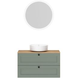Nobilia Badm&ouml;bel-Set &raquo;Cascada&laquo; Set, inkl. Aufsatzwaschbecken und beleuchtetem Spiegel mit Touch-Sensor, 2 Stk. tlg. B/H/T: 100cmcm x 187cmcm x 