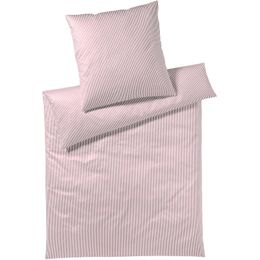Elegante Bettw&auml;sche &raquo;Sister Stripe&laquo; 2 Stk. angenehmes Hautgef&uuml;hl rosa Mako-Jersey, Obermaterial: 100% Baumwolle B/L: 155cm x 220cm, 1 Stk., 1 Stk., Mako-Jersey