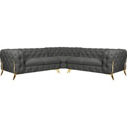 Home Affaire Chesterfield-Sofa &raquo;Amaury L-Form&laquo; Chesterfield-Optik, Breite/Tiefe je 262 cm, Fu&szlig;farbe w&auml;hlbar grau Struktur (100% Polyester);Samtoptik (