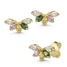 Firetti Damen Paar Ohrstecker &raquo;Schmuck Geschenk Silber 925 Ohrschmuck Ohrringe Flower Blume&laquo; Made in Germany - mit Zirkonia (synth.) bunt Silber 925 (