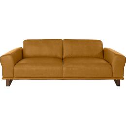 W.Schillig 2,5-Sitzer &raquo;montanaa&laquo; mit Metallkufen in Bronze pulverbeschichtet, Breite 232 cm gelb B/H/T: 232cm x 78cm x 94cm, Longlife Xtra-Leder Z69