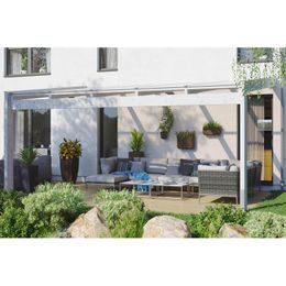 Skan Holz Terrassendach &raquo;Novara&laquo; BxT: 557x359 cm, versch. Farben wei&szlig; Fichtenholz, Leimholz, Polycarbonat (PC) B/H/T: 557cm x 287cm x 359cm, farbig lasiert