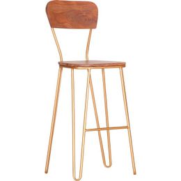 GUTMANN FACTORY Barhocker &raquo;Bonnie, Barstuhl mit Lehne und Fu&szlig;st&uuml;tze, Sitzh&ouml;he ca. 71cm&laquo; Aus Akazienholz natur, smoked und lackiert beige B/H/T: 50cm x 109cm x 45cm