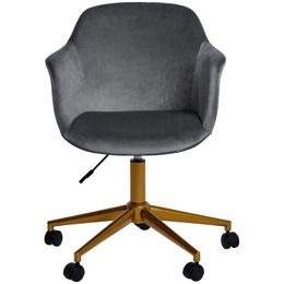 Jahnke Schreibtischstuhl &raquo;SHELL WORX&laquo; () 1 Stk.B&uuml;ro-/ Schreibtischstuhl, h&ouml;henverstellbar, Samt, Gestell in Gold-Look grau Polyester B/H/T: 56,5cm x 87cm x 