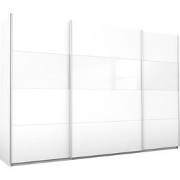 Rauch Schwebet&uuml;renschrank &raquo;Quadra Schrank Schlafzimmerschrank in vielen Breiten&laquo; Kleiderschrank Garderobenschrank mit Glaselementen wei&szlig; Holzwerkstoff