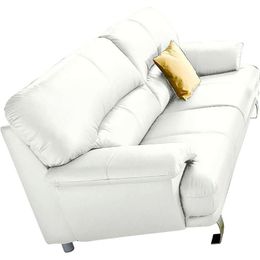 Trendmanufaktur 3-Sitzer &raquo;Cecilia, in italienischem Design, bequem&laquo; mit Chromf&uuml;&szlig;en wei&szlig; Microfaser PRIMABELLE (100% Polyester);NaturLEDER (echtes 