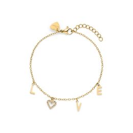 s.Oliver Damen s.Oliver Armband &raquo;Love&laquo; mit Zirkonia (synth.) 21cm, Edelstahl