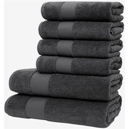 Handtuch Set &raquo;Premium Low-Twist Baumwolle 550 g/m&sup2; &ndash; 6-teiliges Bade-Set&laquo; 6 tlg. Frottier 2 Duscht&uuml;cher 70&times;140 cm & 4 Handt&uuml;cher 50&times;100 cm grau 
