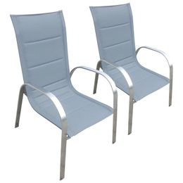 Merxx Gartenstuhl &raquo;Lucca&laquo; (Set) 2 Stk.2er Set, Alu/Textil, stapelbar grau Edelstahl, Polyester B/H/T: 57cm x 105cm x 71cm, 2 Stk.