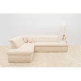 DOMO collection Ecksofa &raquo;MORIC 273x216 cm, L-Form, auch in Cord&laquo; wahlweise mit Bettfunktion und Armlehnenverstellung, auch in Cord beige 100% 
