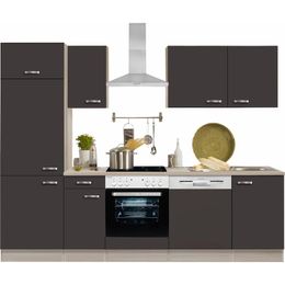 Optifit K&uuml;chenzeile &raquo;Faro&laquo; Breite 270 cm, wahlweise mit E-Ger&auml;ten, mit Arbeitsplatte grau B/H/T: 270cm x 60cm, ohne E-Ger&auml;te