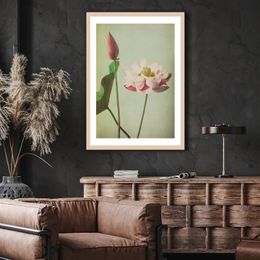 queence Bild mit Rahmen &raquo;Gudrun&laquo; Blumenbilder Kunst Premium Rahmenbild gr&uuml;n Acrylglas, Holz B/H/T: 30cm x 40cm x 1,5cm, Blumenbilder Kunst Hochformat