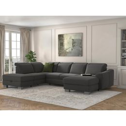 Sit & More sit&more Wohnlandschaft &raquo;Dundee U-Form&laquo; mit Federkern und Edelstahlf&uuml;&szlig;en, wahlweise mit Kopfteilverstellung grau B/H/T: 338cm x 86cm x 219cm, Luxus-