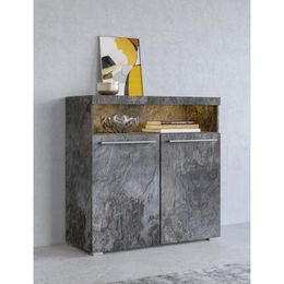 OTTO home Kommode &raquo;India, Breite 91cm, stilvolle Anrichte mit 2 T&uuml;ren und offene Fach&laquo; Sideboard viel Stauraum, ohne Beleuchtung schwarz B/H/T: 91cm x