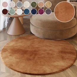 Esprit Hochflor-Teppich &raquo;Alice ESP-4377 Kunstfell&laquo; rund 25 mm H&ouml;he Kaninchenfell-Haptik, besonders weich und dicht, f&uuml;r alle R&auml;ume orange Kunstfaser &Oslash; 200cm 