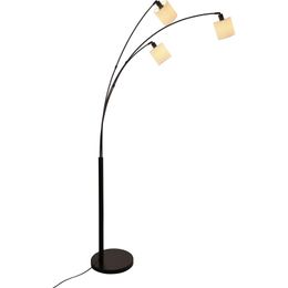 OTTO home Stehlampe &raquo;Avveline&laquo; E14 1 Stk. Stehleuchte 3-flammig Leinenschirm 148 cm hoch Bogenlampe E14 schwarz 3, &Oslash; 12cm H: 148cm, 1 Stk.