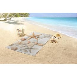 Good Morning Strandtuch &raquo;Cote&laquo; Mikrofaser, Velours, Strandtuch, saugf&auml;hig, leicht, 100x180 beige Velours, Velours B/L: 100cmx180cm, 1 Stk., Meer 
