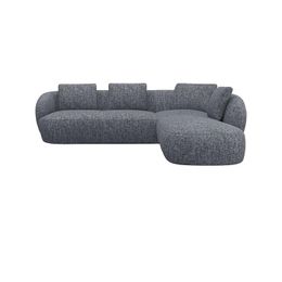 FLEXLUX Ecksofa &raquo;Torino, rund, L-Form, Sofa-Ecke mit Ottomane&laquo; Modernes, organisches Sofa-Design, Kaltschaum, Wellenunterfederung grau 100% Polyester 