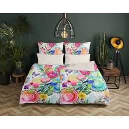 HIP Wendebettw&auml;sche &raquo;Chess&laquo; 2 Stk. Mako-Satin, 135x200, Rei&szlig;verschluss, Wendeoptik, Mandala, Bunt, wei&szlig; bunt Satin, Obermaterial: 100% Baumwolle B/L: 