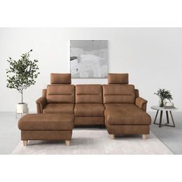 Sit & More sit&more Ecksofa &raquo;Far&ouml; L-Form&laquo; inklusive Federkern, wahlweise mit Schlaffunktion und Bettkasten braun B/H/T: 234cm x 90cm x 168cm, Microfaser, 
