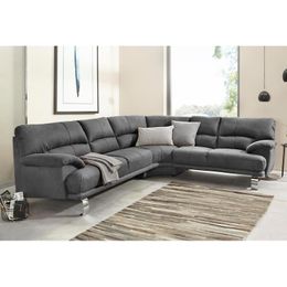 Trendmanufaktur Ecksofa &raquo;Cecilia II, in italienischen Design, bequem, hoher Sitzkomfort, L-Form&laquo; extrabreite Armlehnen f&uuml;r noch mehr Sitzkomfort grau 