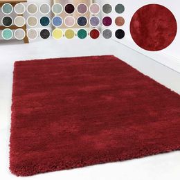 Esprit Hochflor-Teppich &raquo;Relaxx ESP-4150&laquo; rund 25 mm H&ouml;he Wohnzimmer, sehr gro&szlig;e Farbauswahl, weicher dichter Hochflor rot Kunstfaser &Oslash; 120cm 1 Stk., 25mm, &Oslash;