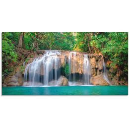 Artland Glasbild &raquo;Wasserfall im Wald National Park&laquo; Gew&auml;sser 1 Stk. tlg. in verschiedenen Gr&ouml;&szlig;en gr&uuml;n B/H/T: 100cm x 50cm, Glasbild Gew&auml;sser, 1 Stk.