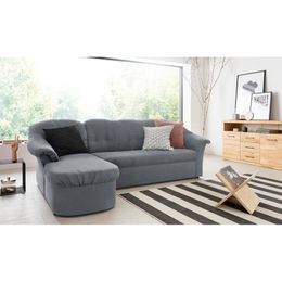 DOMO collection Ecksofa &raquo;Pegnitz, elegante R&uuml;ckensteppung, kompakte Stellma&szlig;e 238/141cm, L-Form&laquo; wahlweise mit Bettfunktion grau 95% Polyester, 5% 
