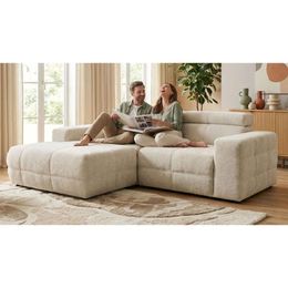 OTTO home Ecksofa &raquo;Ballerup 211 x 175 cm, auch mit verstellbarer Sitztiefe&laquo; Kopfteile verstellbar, Pet Friendly Bezug, L-Form beige 100% Polyester B/H