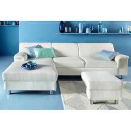 DOMO collection Ecksofa &raquo;Jamie, modern und elegant, Fu&szlig;h&ouml;he 9cm, L-Form,&laquo; wahlweise mit Bettfunktion wei&szlig; B/H/T: 251cm x 72cm x 80cm, Luxus-Kunstleder