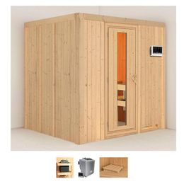 Karibu Sauna &raquo;Sodin&laquo; Set, Ofen 9 kW Bio externe Strg easy beige Bio-Kombiofen, externe Steuerung, 9 kW