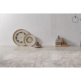 Padiro Teppich &raquo;Bridget 125&laquo; rechteckig 10 mm H&ouml;he Kurzflor, Hoch-Tief-Struktur mit Vintage Look silber Viskose B : 200cm 1 Stk., 10mm, L: 290cm
