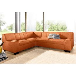 DOMO collection Ecksofa &raquo;Norma, moderne Armlehnen, zeitlos und elegant, Breite 247cm, L-Form&laquo; wahlweise mit Bettfunktion orange Microfaser PRIMABELLE 