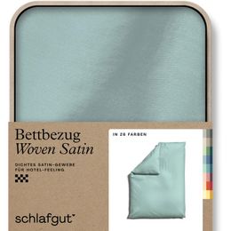 Schlafgut Bettbezug &raquo;Woven Satin&laquo; besonders dicht gewebt, Mix & Match: passender Kissenbezug erh&auml;ltlich blau Mako-Satin, Obermaterial: 100% Baumwolle B/L: 200cm
