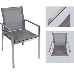 Garden Pleasure Stapelstuhl &raquo;SIENNA, 2er Set&laquo; (Set) 2 Stk.stapelbar grau Edelstahl, Kunststoff, Polyester B/H/T: 56cm x 85cm x 64cm, 2 Stk.