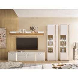 Home Affaire Wohnwand &raquo;LONG ISLAND&laquo; Set, 4 Stk. tlg. wei&szlig; Holzwerkstoff B/H/T: 330cmcm x 200cmcm x 42cmcm
