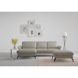 Sit & More sit&more Ecksofa &raquo;Fashion L-Form&laquo; wahlweise mit Kopfteilverstellung und Vorziehsitz, motorisch grau B/H/T: 253cm x 84cm x 165cm, Luxus-Microfasermit 